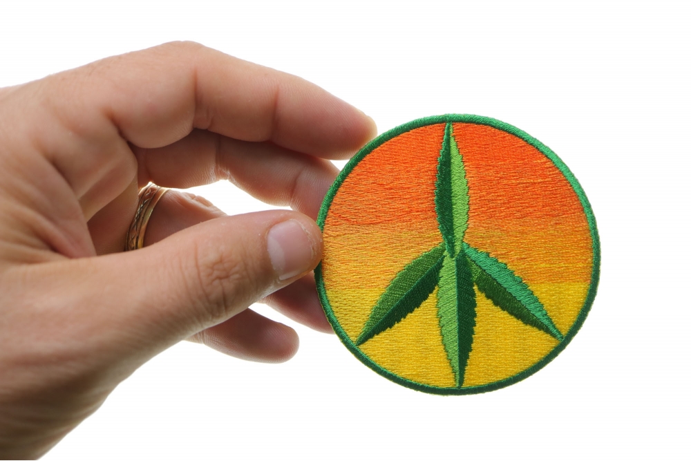 Peace Cannabis Leaf Iron on Hippie Patch