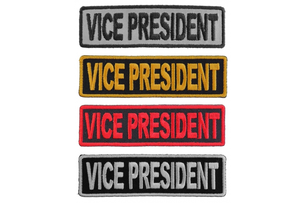 VICE PRESIDENT Patches Embroidered In White Red Yellow Over Black and 1 ...