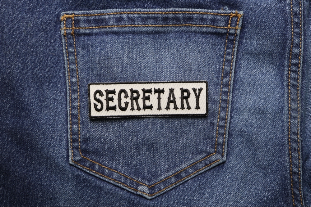 Secretary Patch Black On White