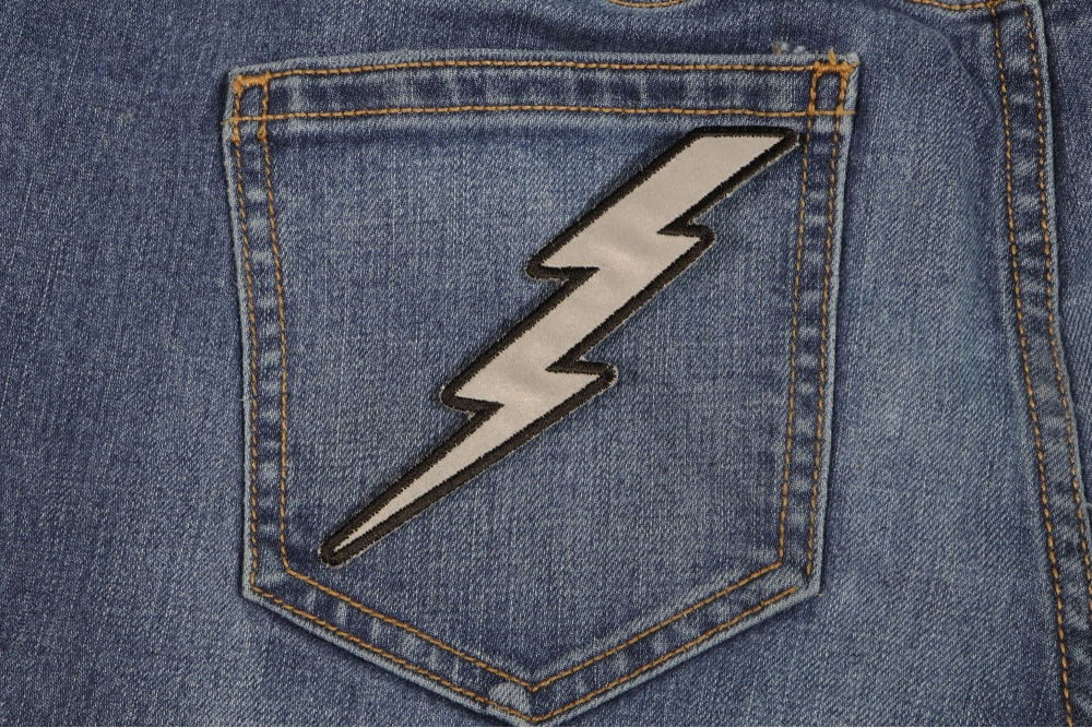 Reflective Lightning Bolt Left Patch | Reflective Patches -TheCheapPlace