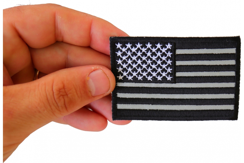 Black White and Reflective US Flag Patch | Reflective Flags -TheCheapPlace