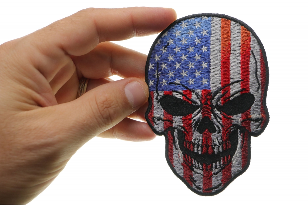 American Flag Small Skull Patch - TheCheapPlace