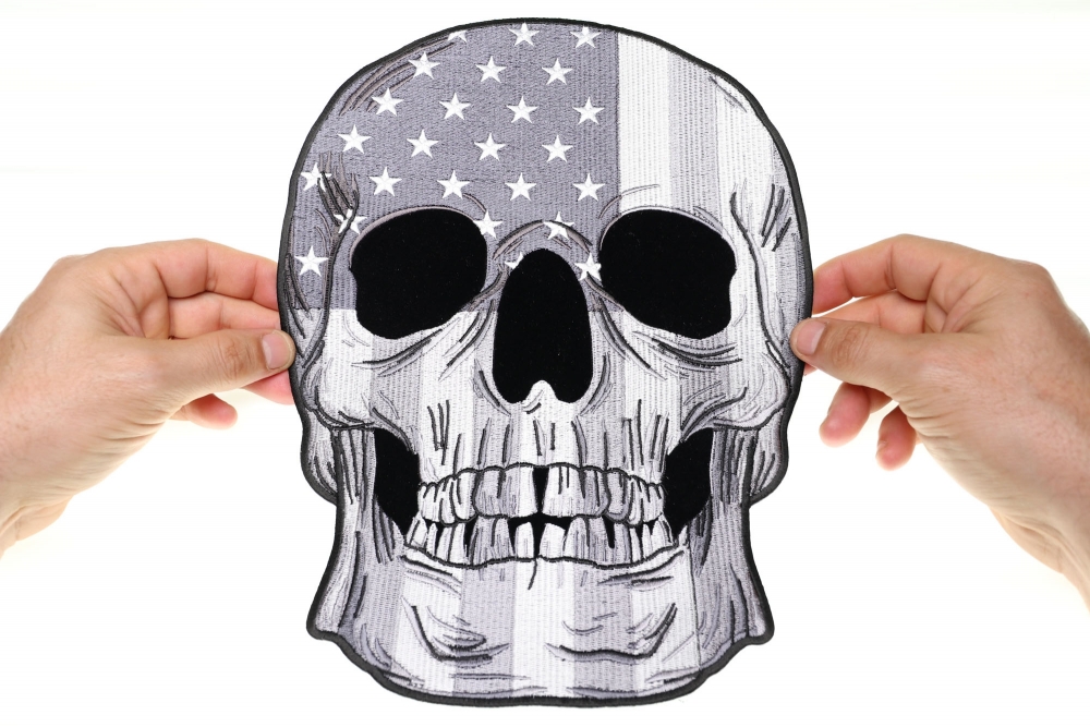 Skull Subdued American Flag Embroidered Iron on Patch - TheCheapPlace