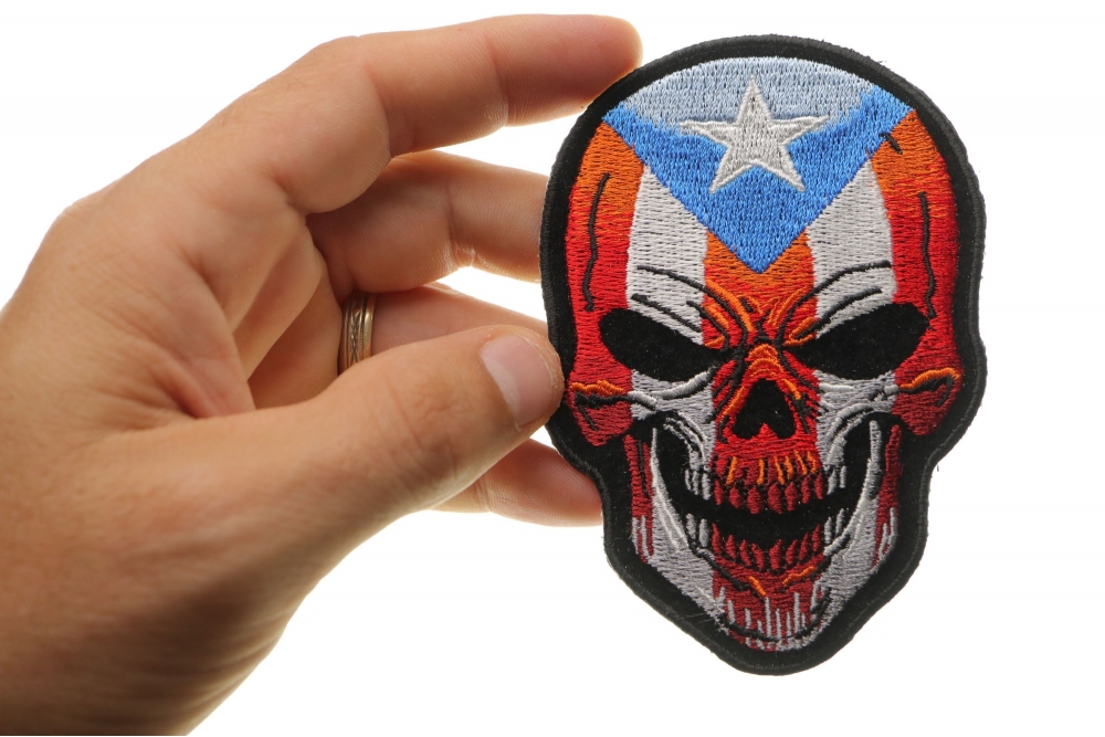 Puerto Rican Skull Patch With Puerto Rico Flag | Skull Patches ...