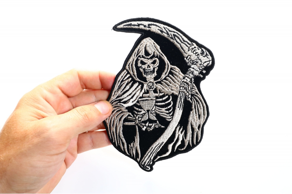 Reaper Skull Sand Clock Medium Size Patch | Skull Patches -TheCheapPlace