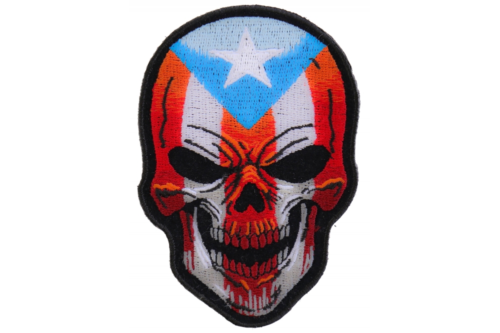 Puerto Rican Skull Patch With Puerto Rico Flag | Skull Patches ...