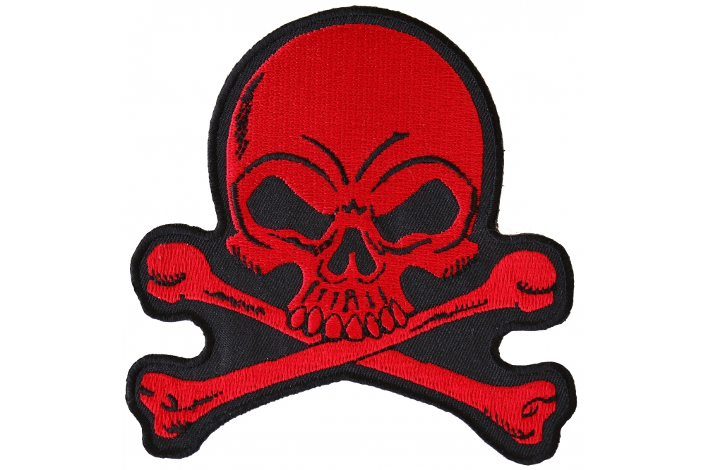 Red Skull and Cross Bones Biker Patch - TheCheapPlace