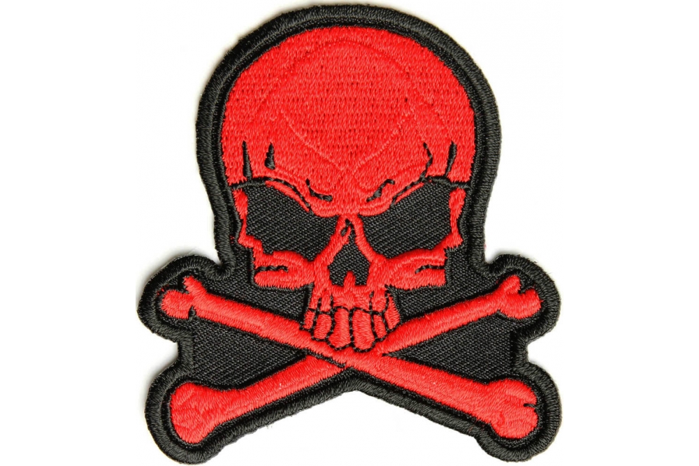 Small Red Skull and Cross Bones Biker Patch | Skull Patches -TheCheapPlace