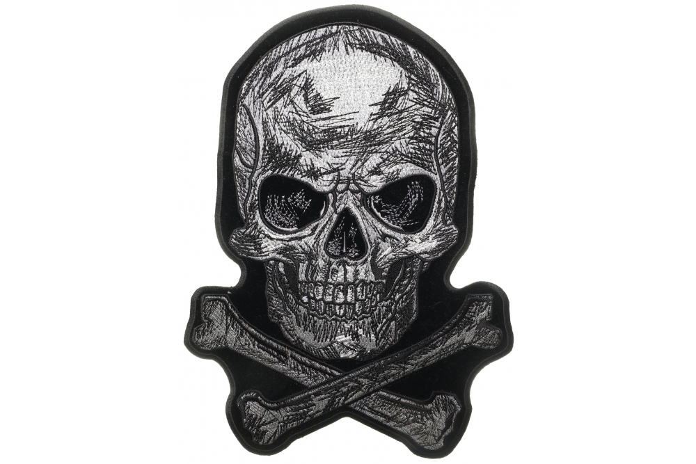 Scratched Skull and Crossbones Large Back Patch - TheCheapPlace