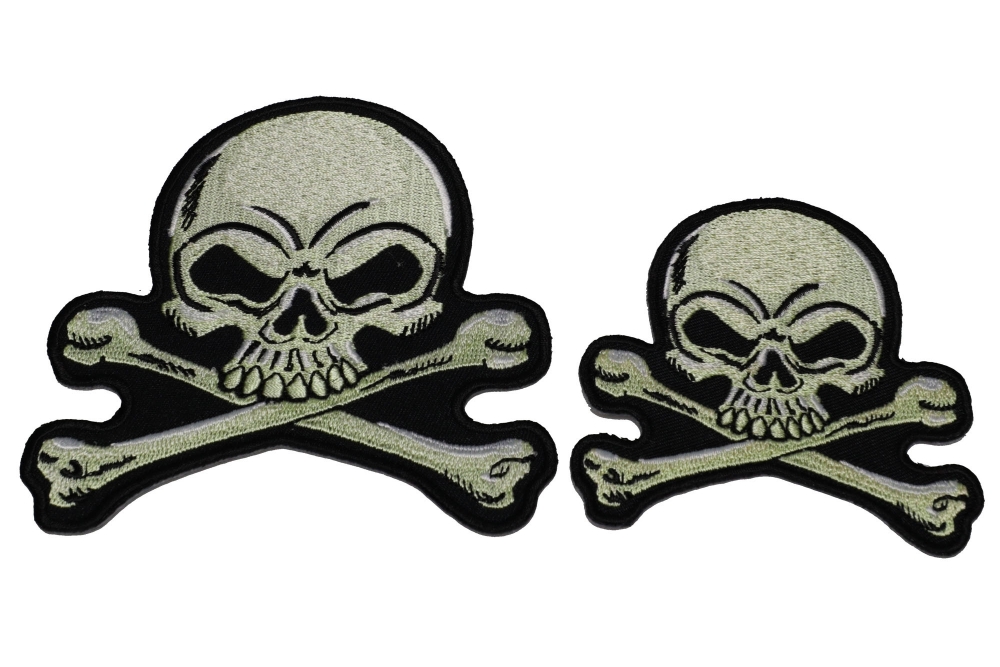 Set of 2 Small Gray Skull Patches - TheCheapPlace