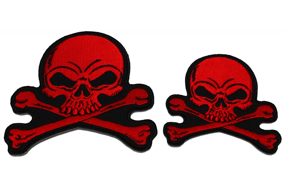 Set of 2 Small Red Skull Patches - TheCheapPlace