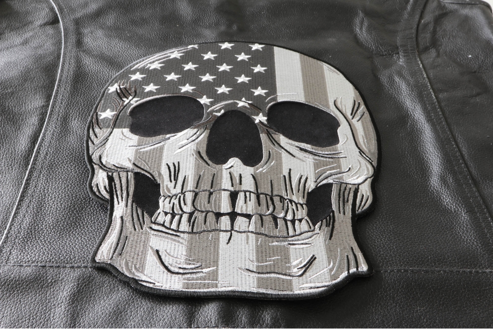 Skull Subdued American Flag Embroidered Iron on Patch - TheCheapPlace