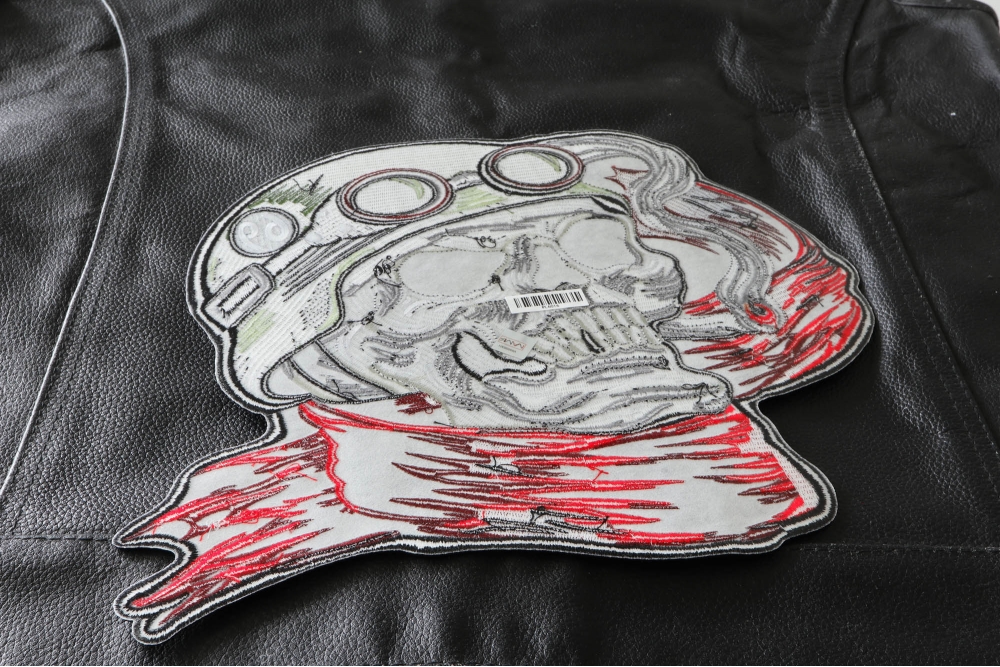 Biker Skull Embroidered Iron on Patch - TheCheapPlace