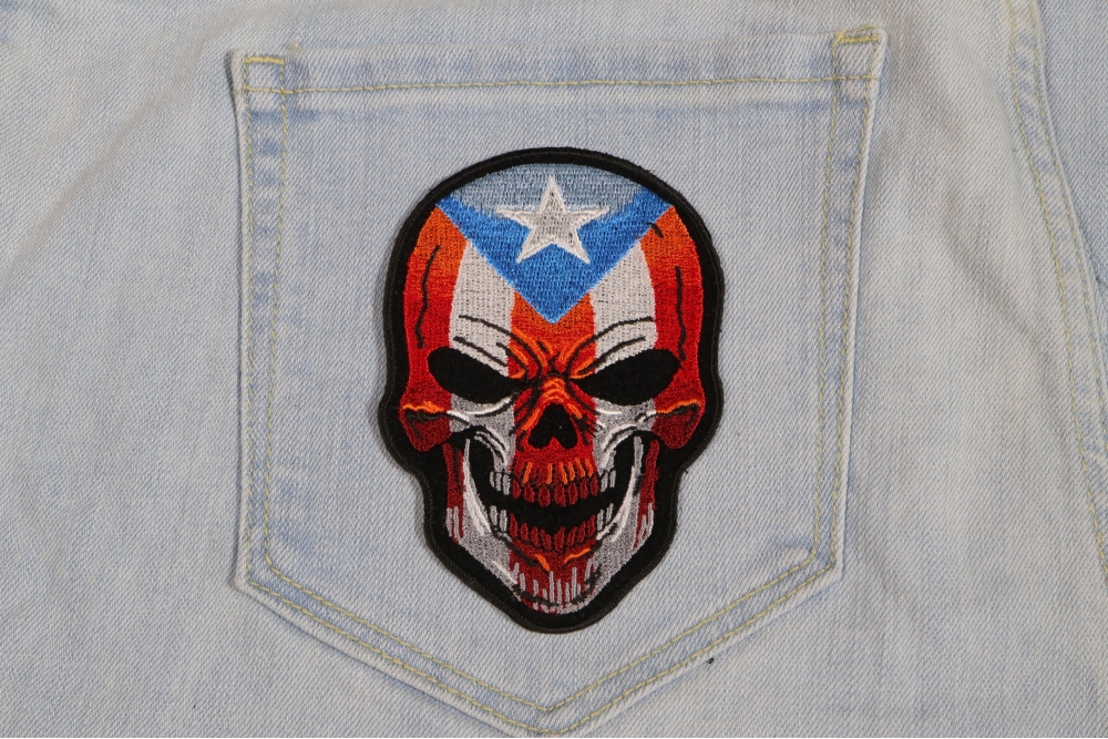 Puerto Rican Skull Patch With Puerto Rico Flag | Skull Patches ...