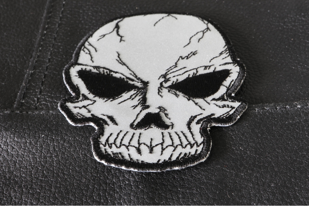 Reflective Small Cracked Skull Patch | Skull Patches -TheCheapPlace