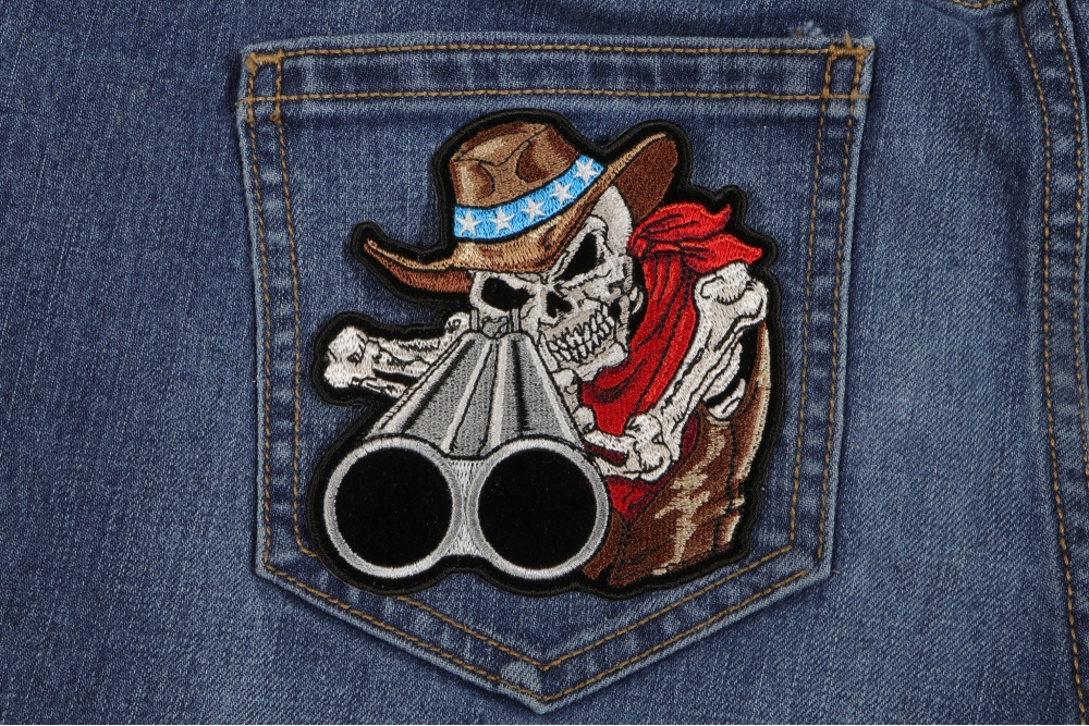 Shotgun Willy Cowboy Skull Patch Small | Skull Patches -TheCheapPlace
