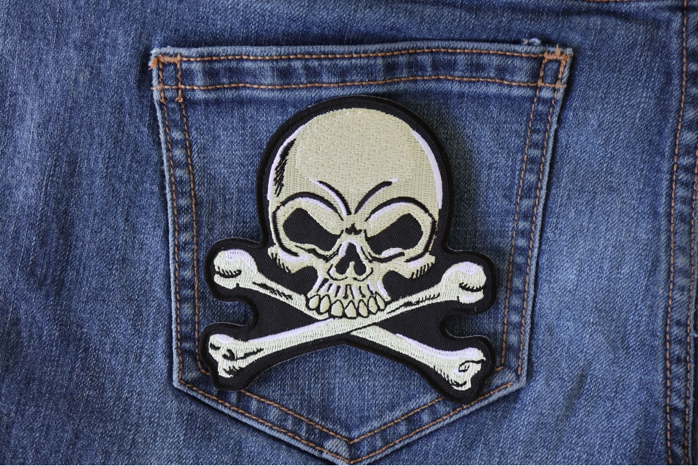 Skull and Crossbones medium Iron on Patch - TheCheapPlace