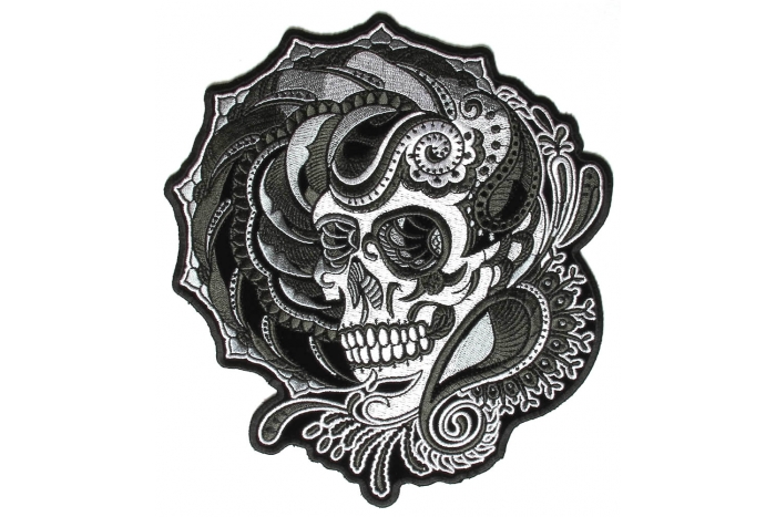 Lady Skull Patch With Henna Artwork | Embroidered Patches by Ivamis Patches