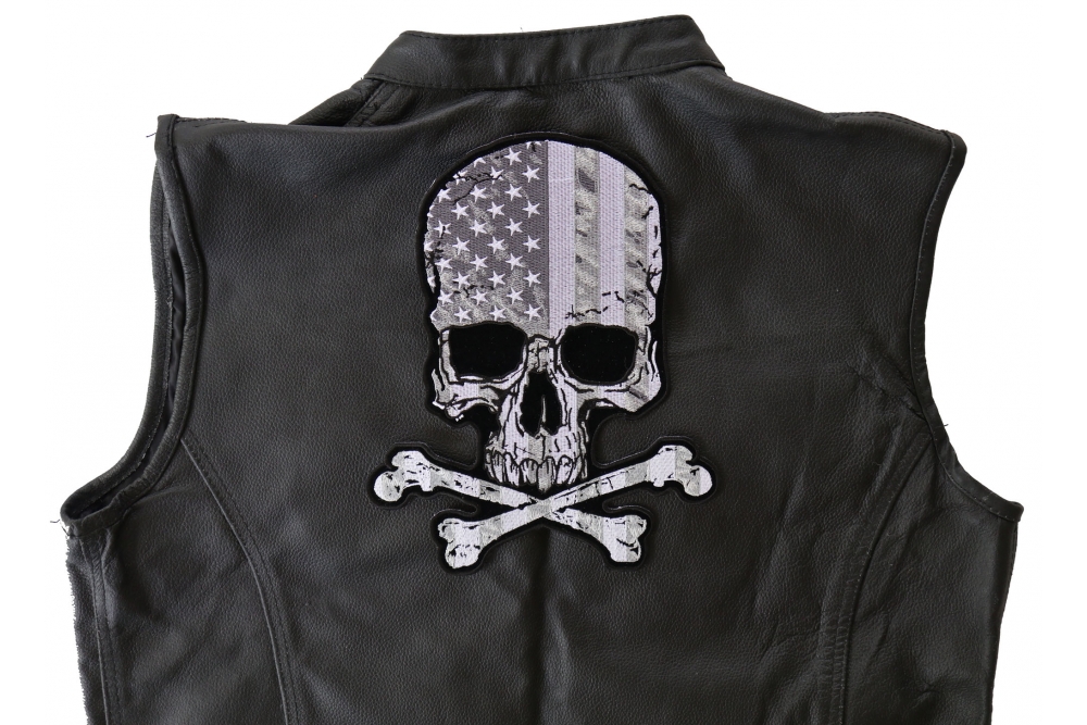 Subdued American Flag Skull Back Patch - TheCheapPlace