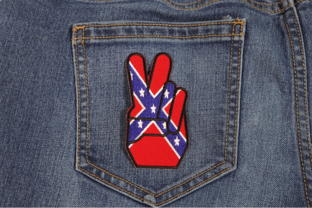 Rebel Flag Peace Fingers Patch | Southern Rebel -TheCheapPlace