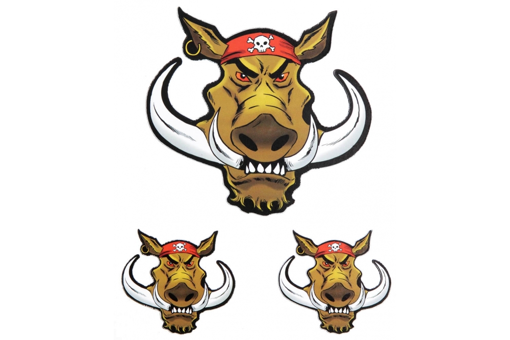 Biker Hog With Red Skull Bandana Sticker | Biker Stickers - TheCheapPlace