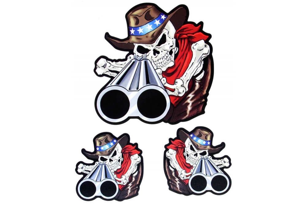 Cowboy Skull Shotgun Barrel Sticker | Cool Stickers - TheCheapPlace