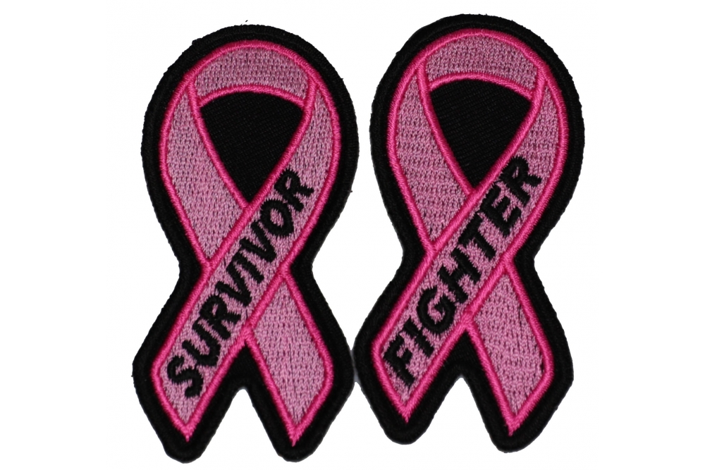 Set of 2 Fighter and Survivor Breast Cancer Pink Ribbon Patches ...