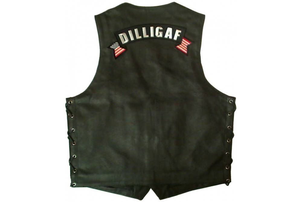 Large Dilligaf Upper Back Patch With Embroidered US Flags by Ivamis Patches