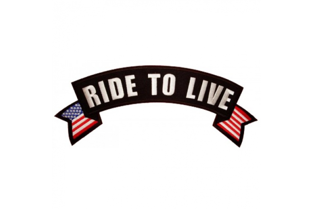 Ride To Live Flag Rocker Patch With American Flag by Ivamis Patches