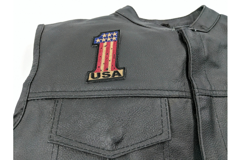 Number 1 USA Vintage Flag and Stars Patch | US Military Veteran Patches ...