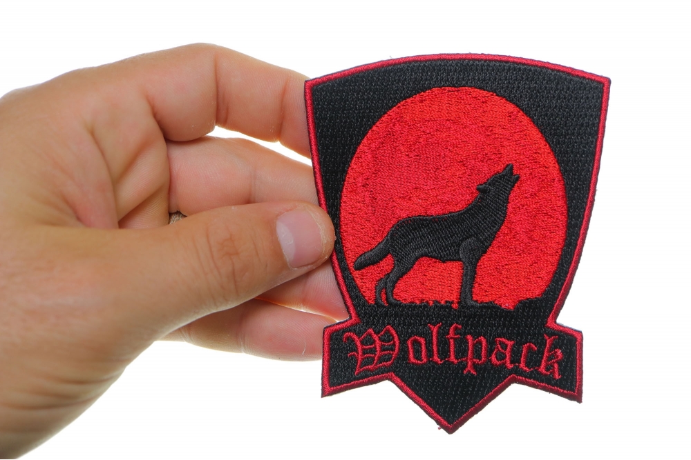 Wolfpack Patch In Red With Howling Moon | Wolf Patches -TheCheapPlace