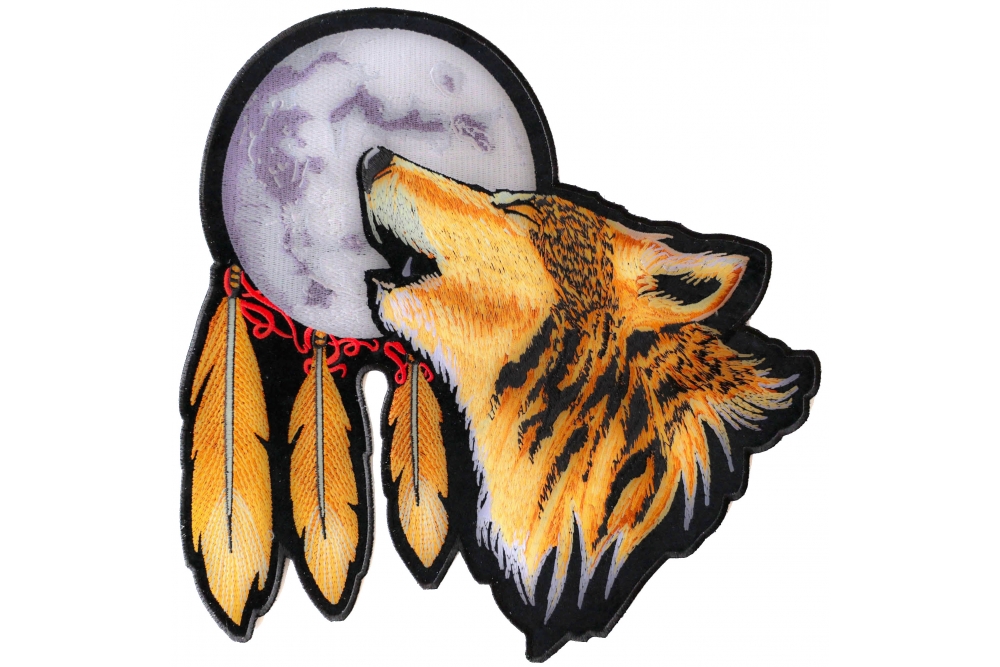 Howling Wolf Moon Large Back Patch | Wolf Patches -TheCheapPlace