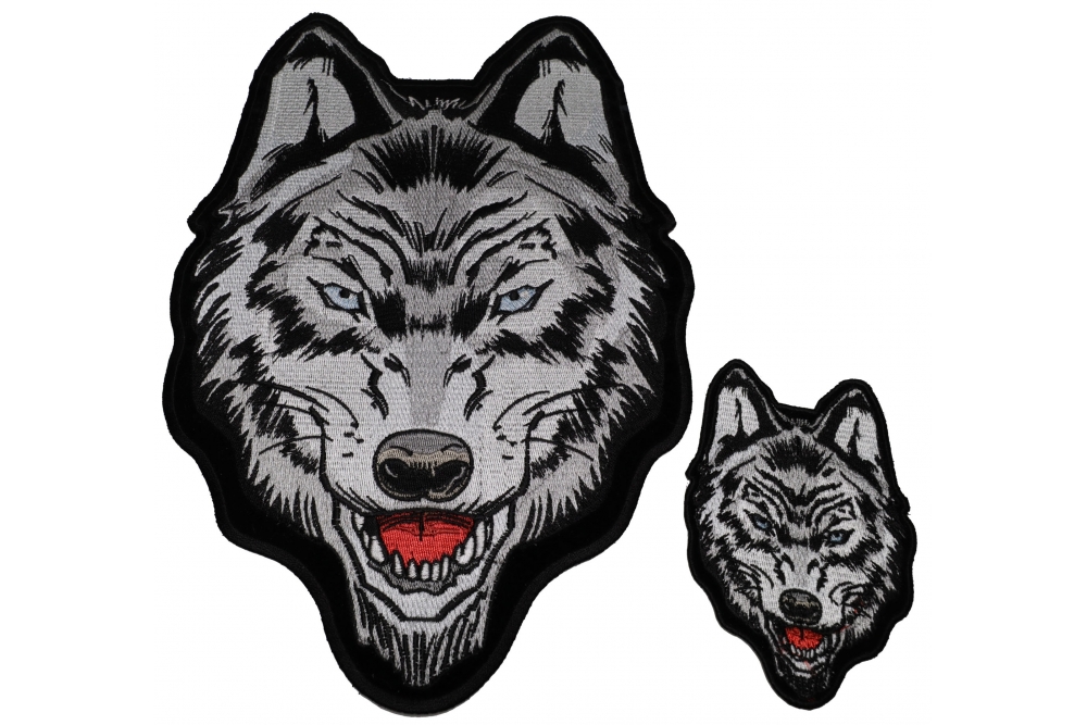 Set of 2 Small and Large Wolf Patches - TheCheapPlace