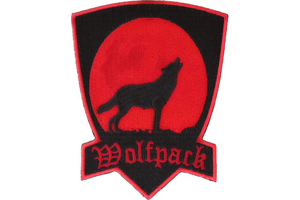 Wolfpack Patch In Red With Howling Moon | Wolf Patches -TheCheapPlace