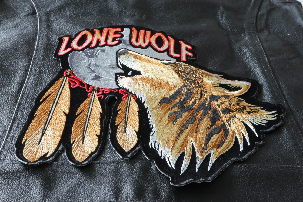 Lone Wolf Howling At The Moon Large Back Patch | Wolf Patches -TheCheapPlace