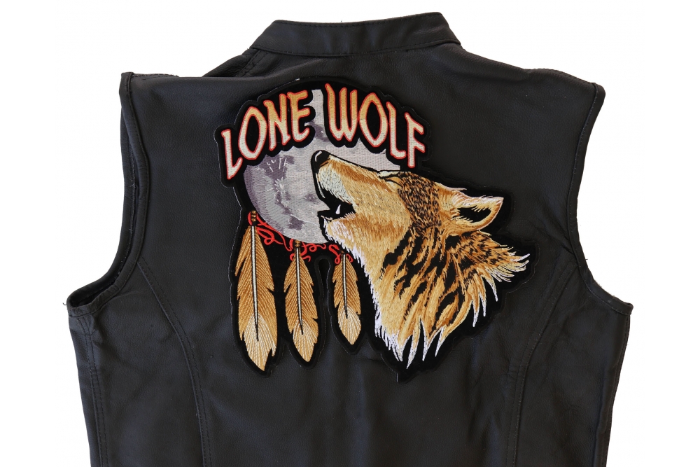 Lone Wolf Howling At The Moon Large Back Patch | Wolf Patches ...