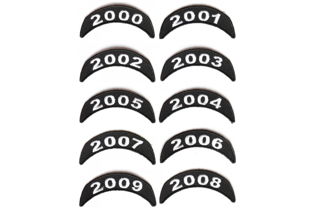Year Tab Patches 2000-2009 Small Upper Rockers Embroidered In Black and ...